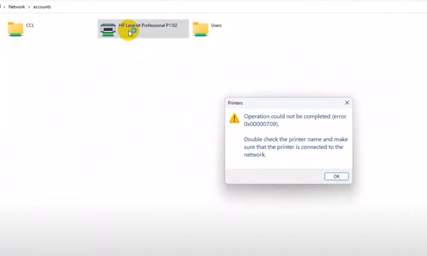 6 Cách sửa lỗi Error 0x00000709 – Khi Cài Máy In Mạng Lan